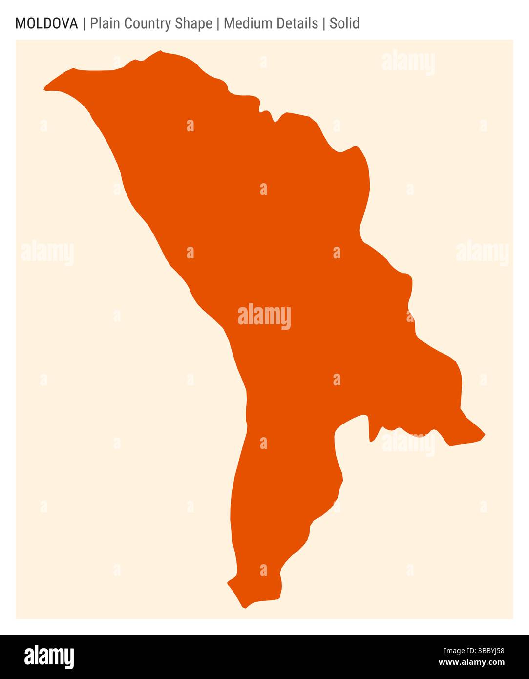 Moldova plain country map. Medium details. Solid style. Shape of ...