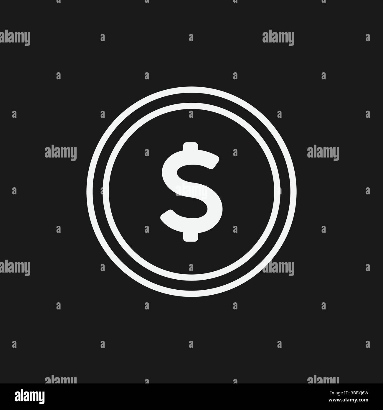 Minimalist Dollar Coin Icon Vector Simple Outline Illustration of ...