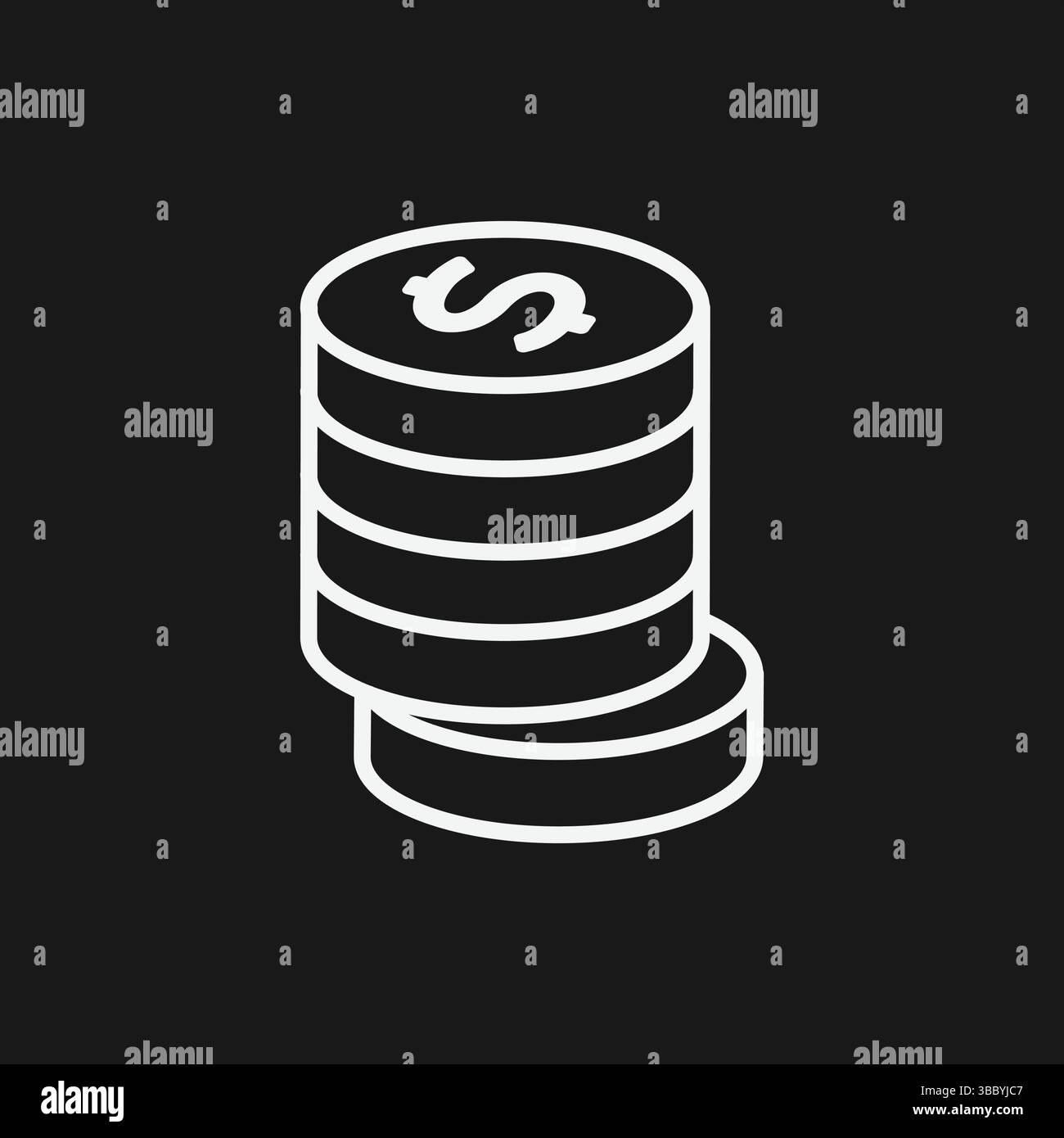 Minimalist Stack of Coins Icon Vector Simple Outline Illustration of ...