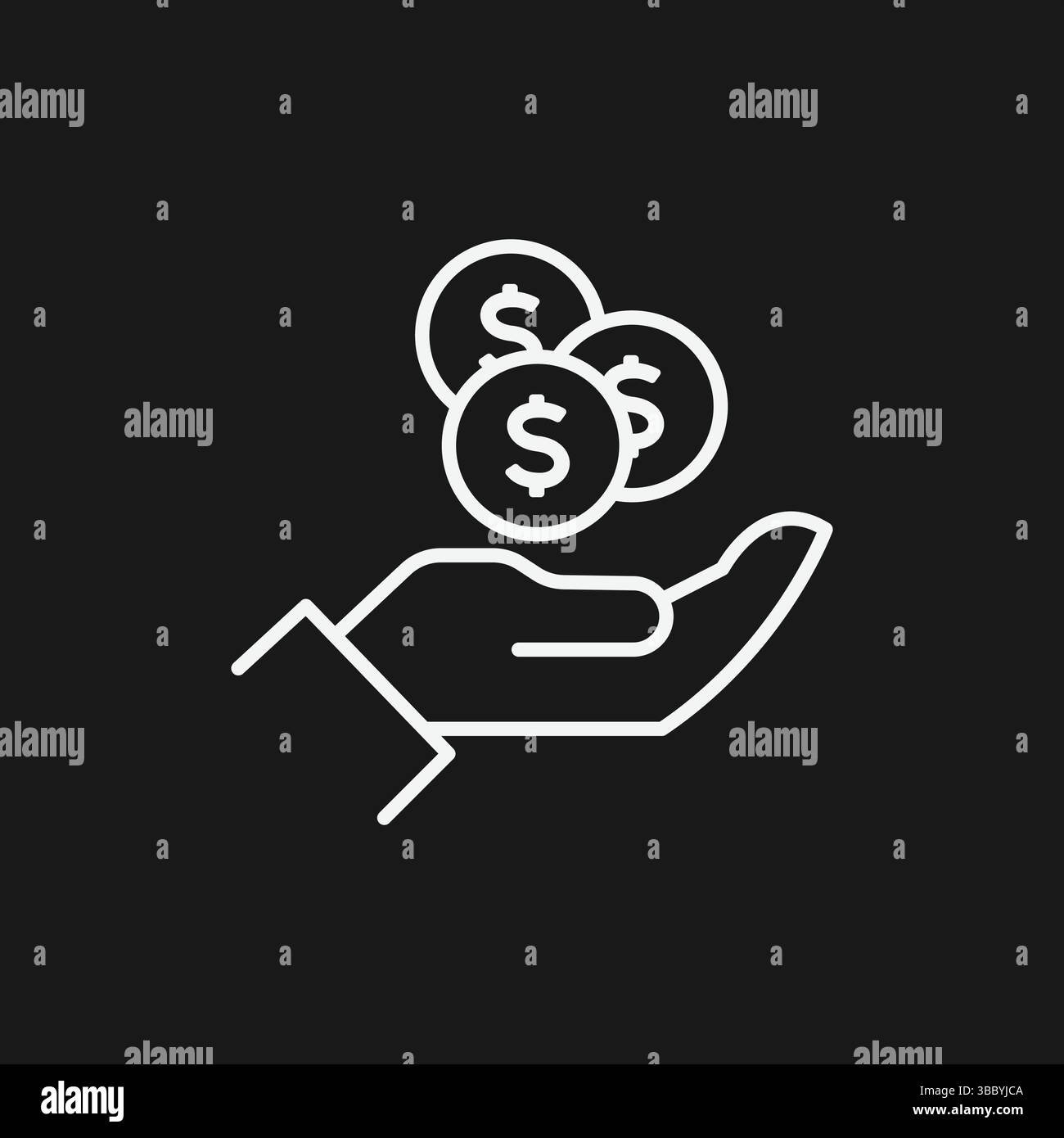 Hand Receiving Coins Icon Vector Simple Outline Illustration of Palm ...