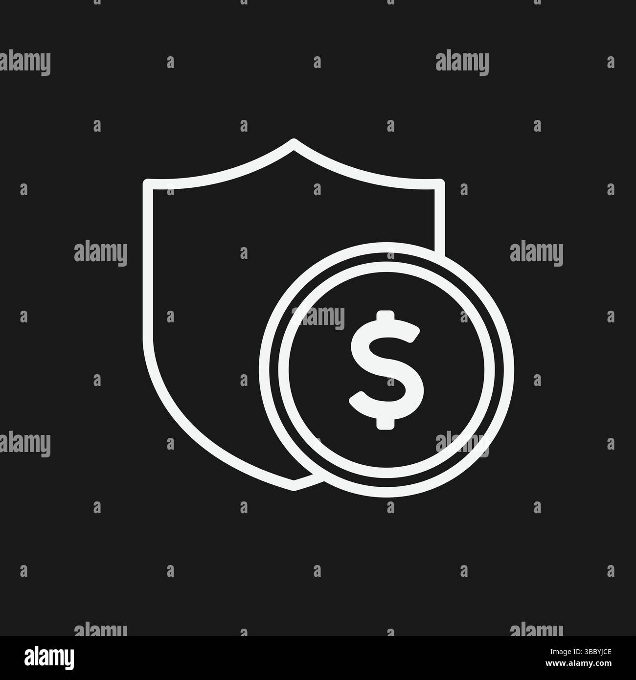 Money Protection Icon Vector Simple Outline Illustration of Shield ...