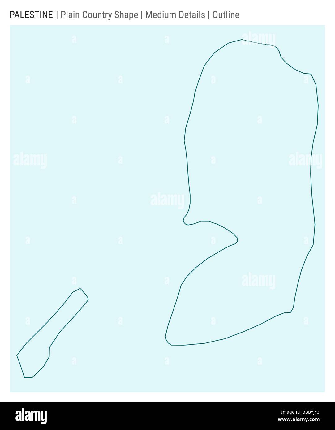 Palestine plain country map. Medium details. Outline style. Shape of ...