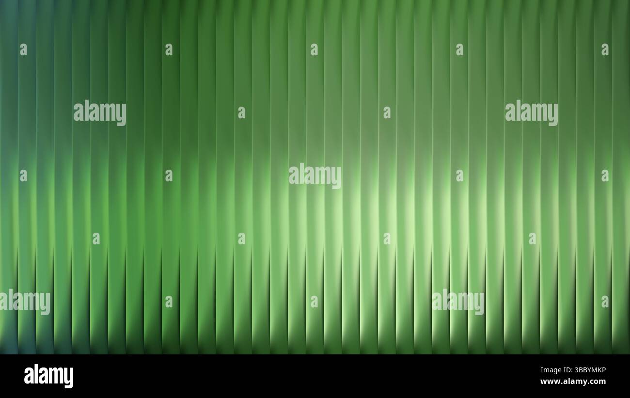 Green ribbed glass background with gradient texture and abstract wave ...
