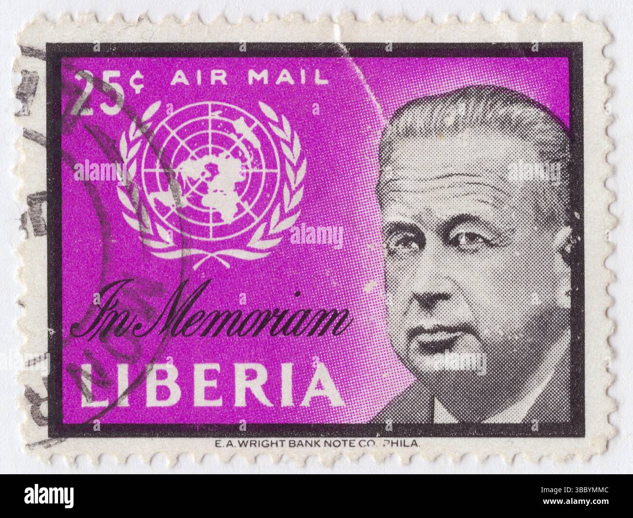 LIBERIA - 1962 February 1: An 25 cents black and red-lilac Air Post ...