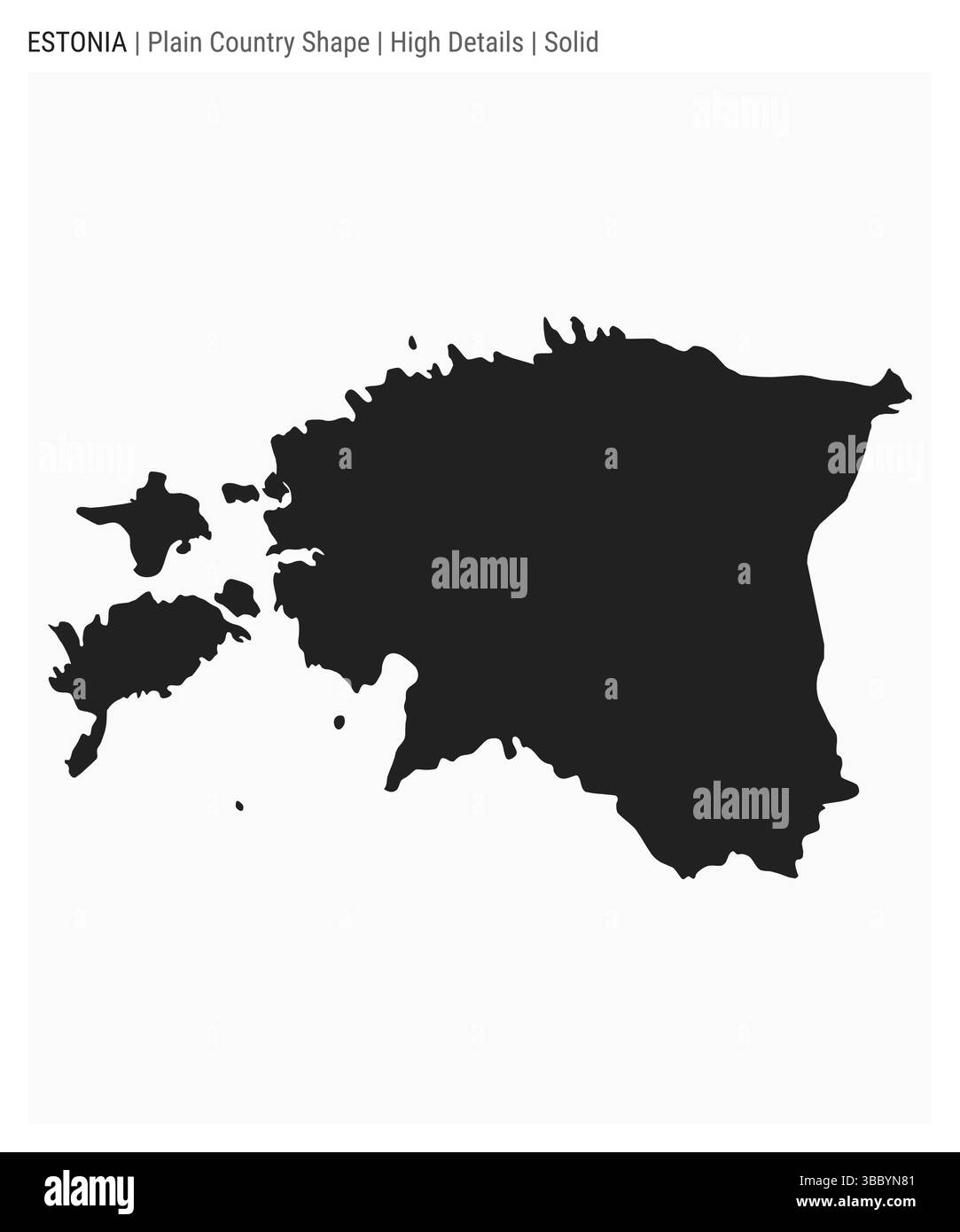 Estonia plain country map. High details. Solid style. Shape of Estonia ...