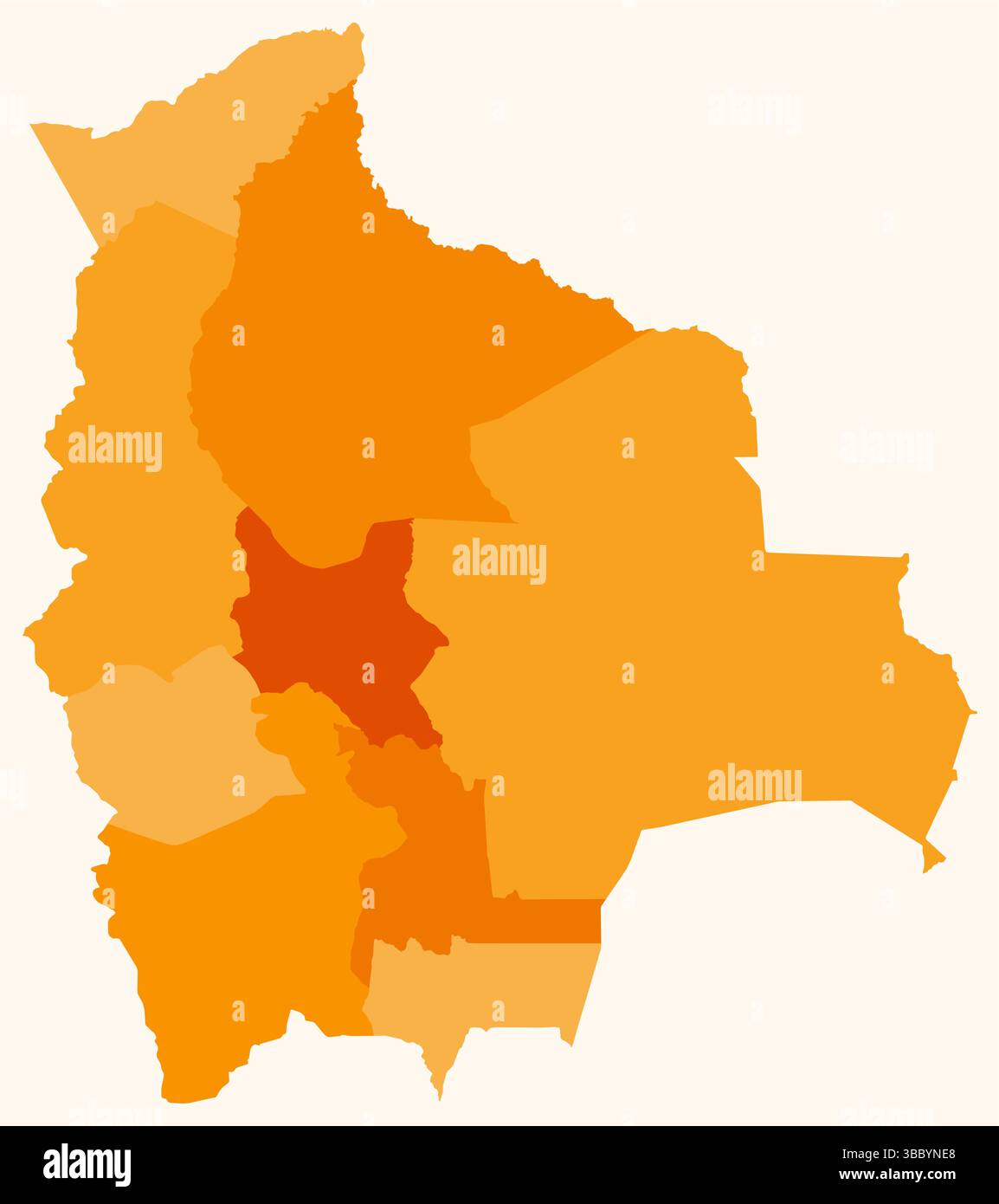 Map of Bolivia with regions. Just a simple country border map with ...