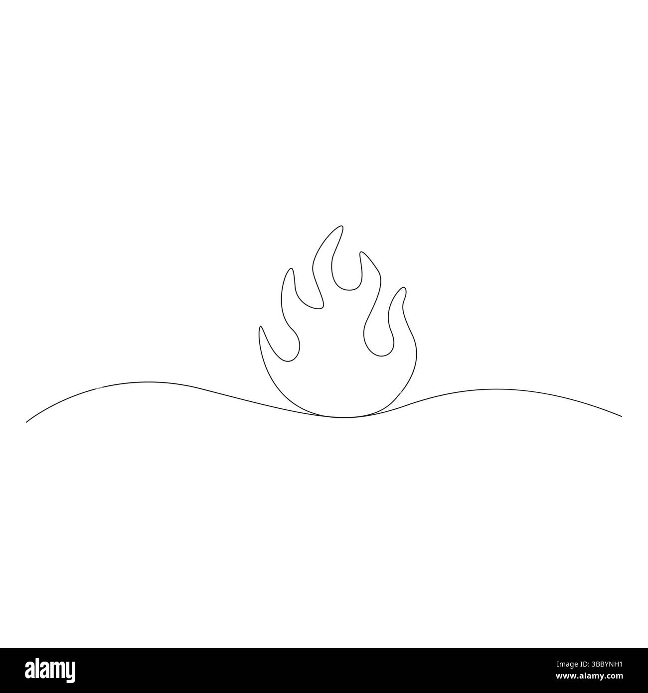 Continuous Bonfire in one line art drawing style. Campfire black line ...