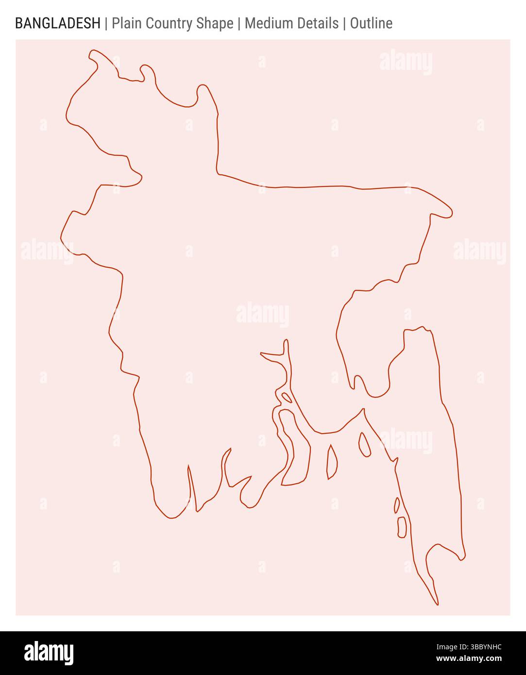 Bangladesh plain country map. Medium details. Outline style. Shape of ...