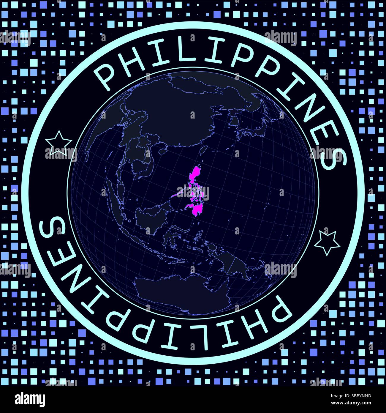 Philippines on globe vector. Futuristic satellite view of the world ...