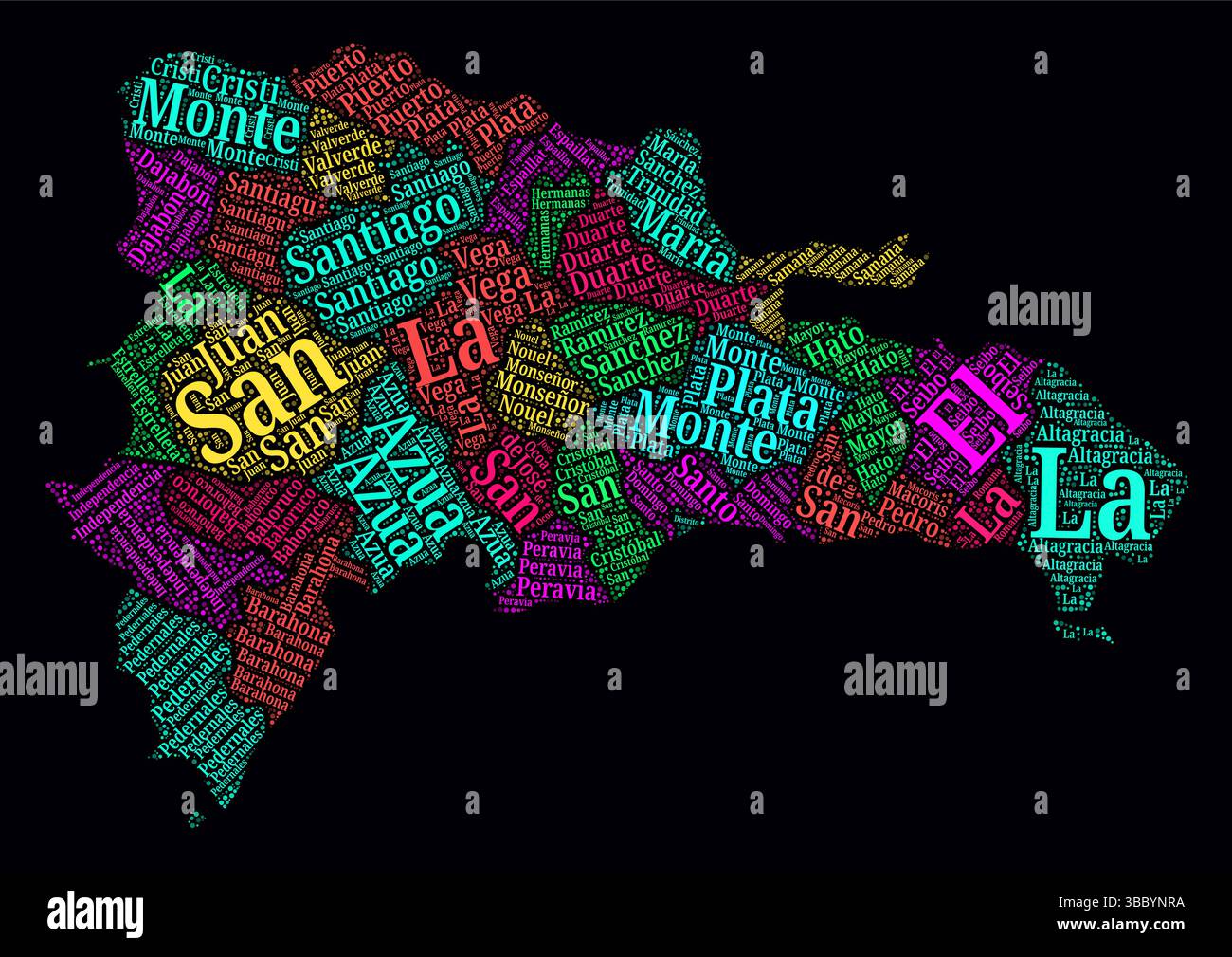 Dominican Republic Word Cloud. Region names of the country in Spanish ...