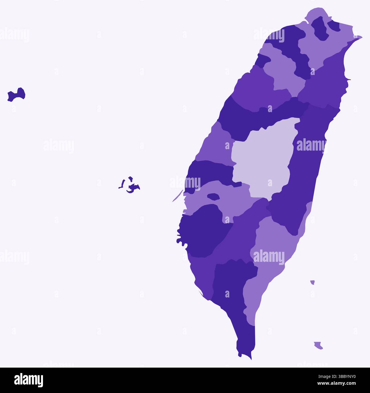 Map of Taiwan with regions. Just a simple country border map with ...