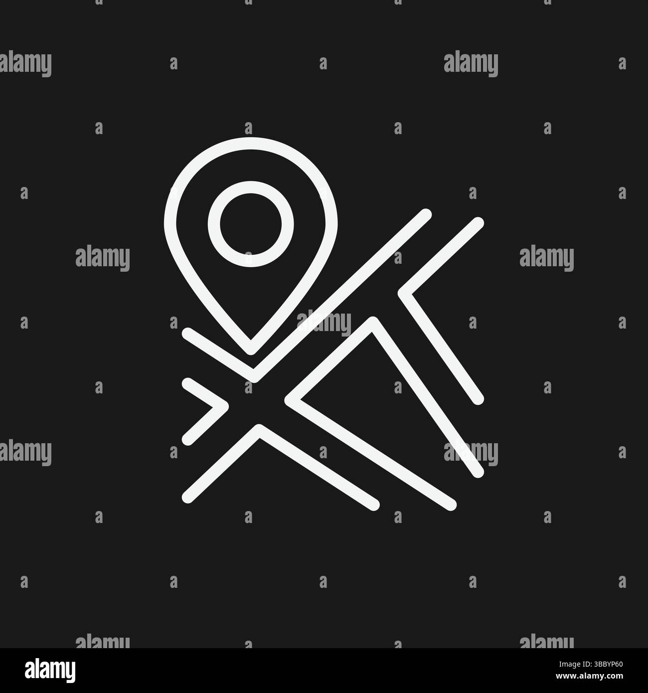 Minimalist Map Pin Icon Vector Simple Outline Illustration of Location Marker on Road Map ...