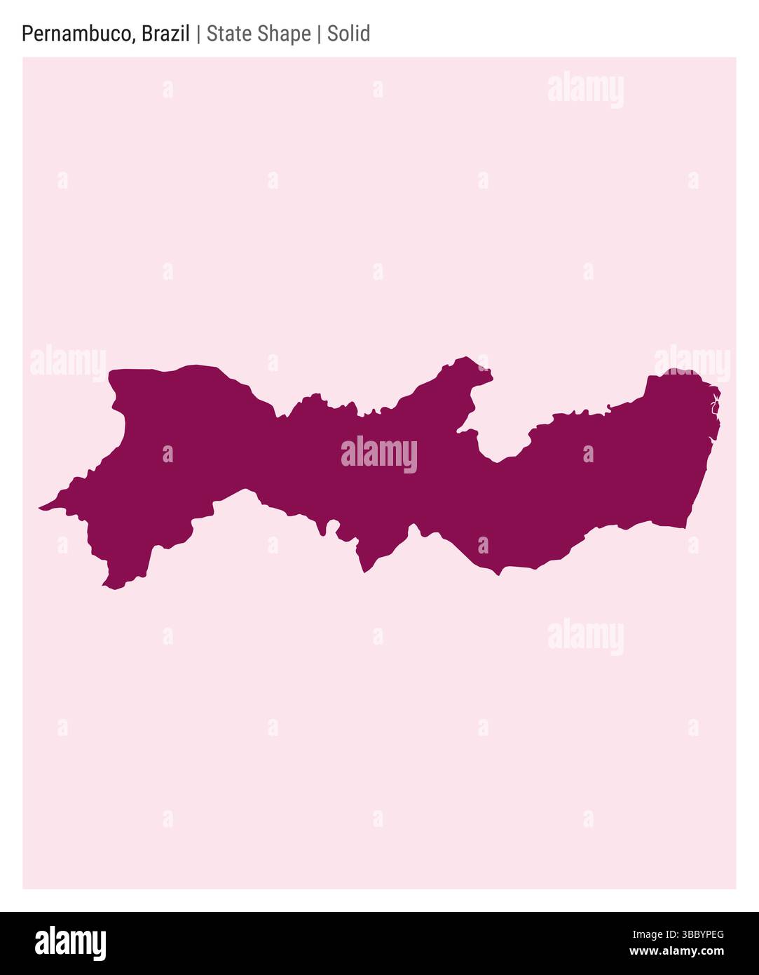 Pernambuco, Brazil. Simple vector map. State shape. Solid style. Border ...