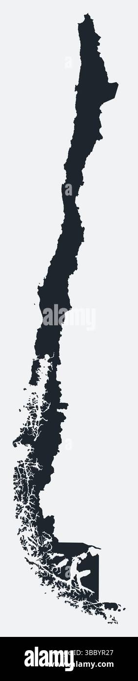 Chile map. Just a simple border map. Shape of the country. Flat blank ...