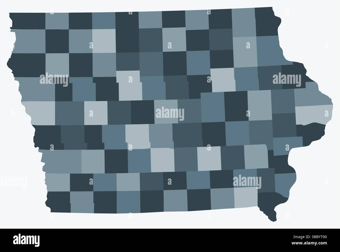 Map of Iowa with counties. Simple state border map with county division ...