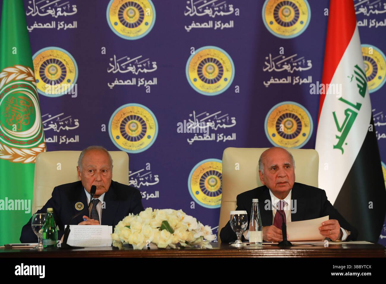Baghdad, Iraq. 17th May, 2025. Arab League Secretary-General Ahmed ...