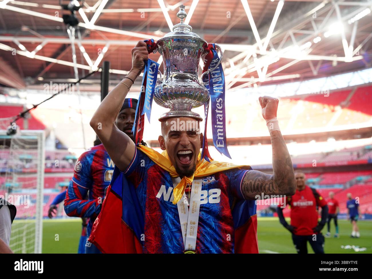 Crystal Palace's Daniel Munoz celebrates with the FA Cup trophy on the ...