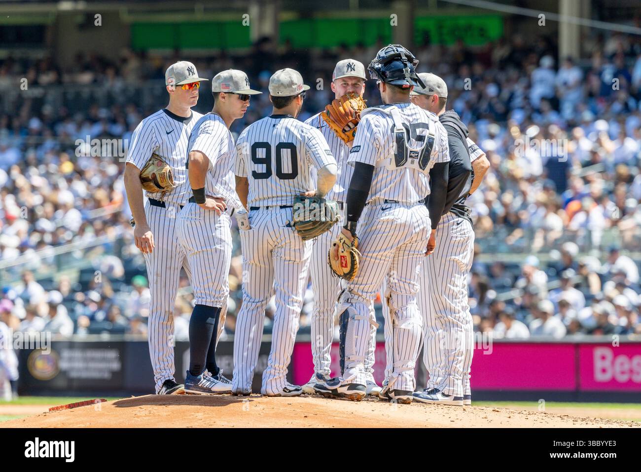 BRONX, NY - MAY 17: New York Yankees pitcher Clarke Schmidt (36) has a ...