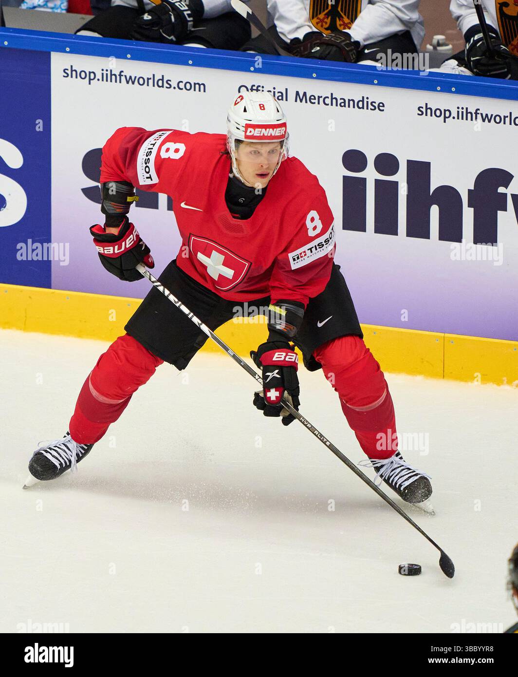 Simon Knak #8 of Switzerland in the preliminary round match SWITZERLAND ...