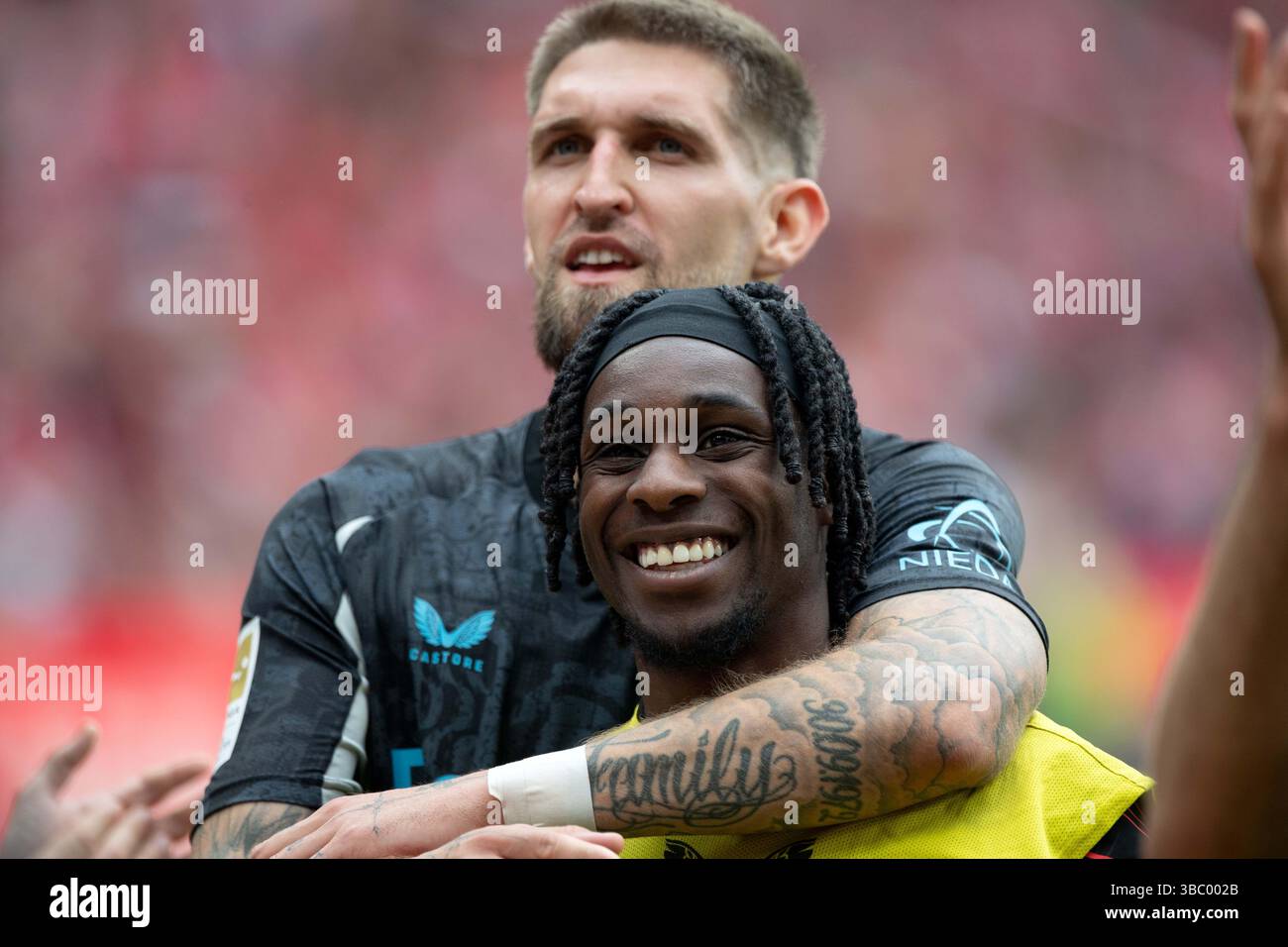 Mainz, Deutschland. 17th May, 2025. final jubilation Robert ANDRICH (LEV) and Jeremie FRIMPONG ...