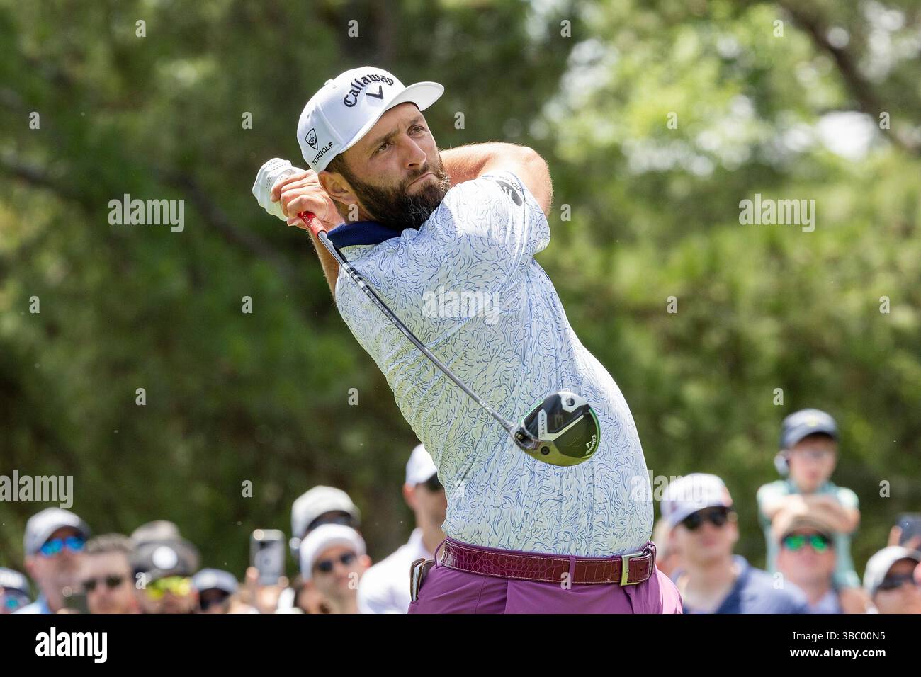 Captain Jon Rahm of Legion XIII hits his shot from the third tee during ...