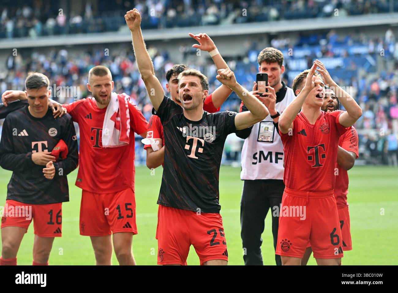 Sinsheim, Deutschland. 17th May, 2025. Final jubilation: Thomas MUELLER (M?LLER, FC Bayern ...