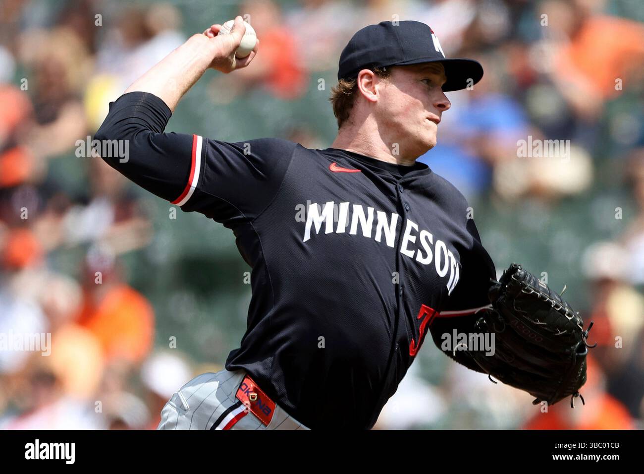 Minnesota Twins pitcher Louis Varland throws during the eighth inning ...