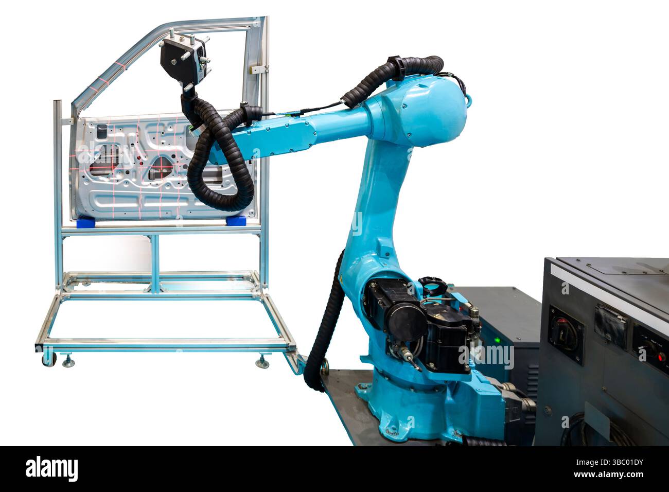 Close up high technology and accuracy equipment robot arm with laser ...