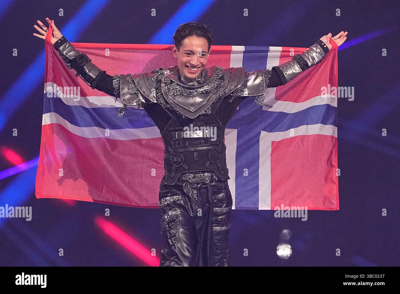 Kyle Alessandro from Norway reacts as he arrives for the Grand Final of the 69th Eurovision Song ...