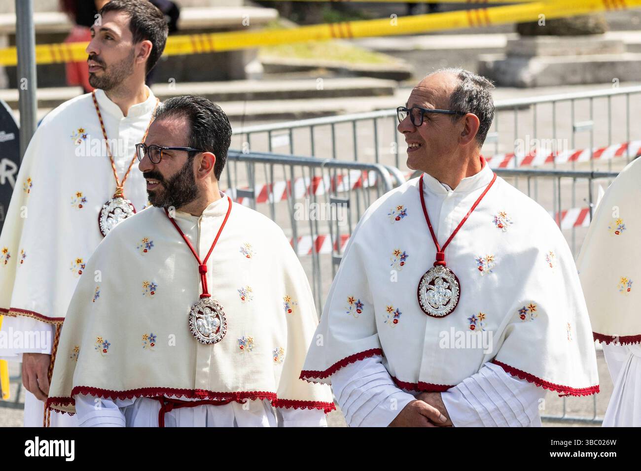 Vatican jubilee in Italy Members of a confraternity attend a procession ...
