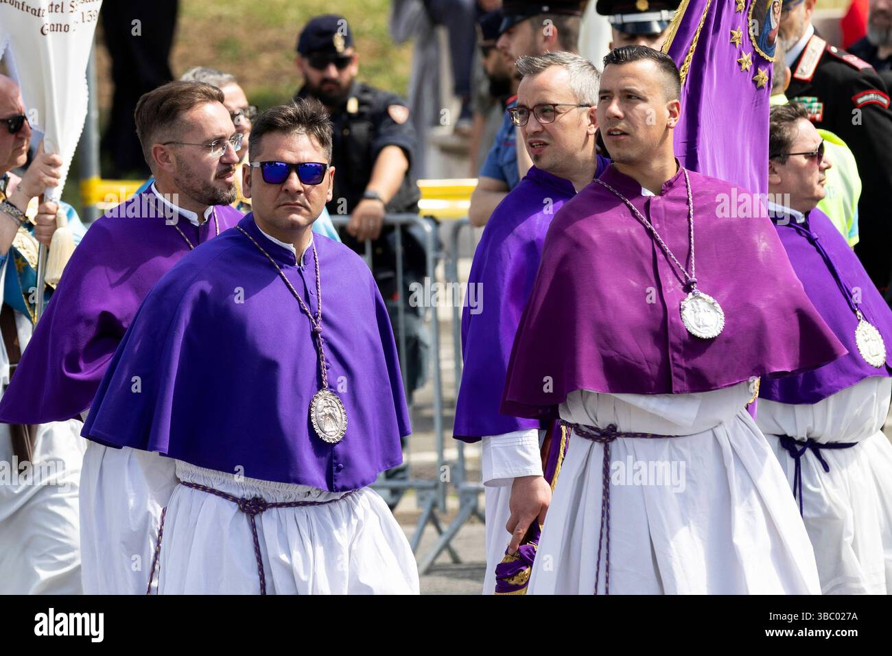 Vatican jubilee in Italy Members of a confraternity attend a procession ...