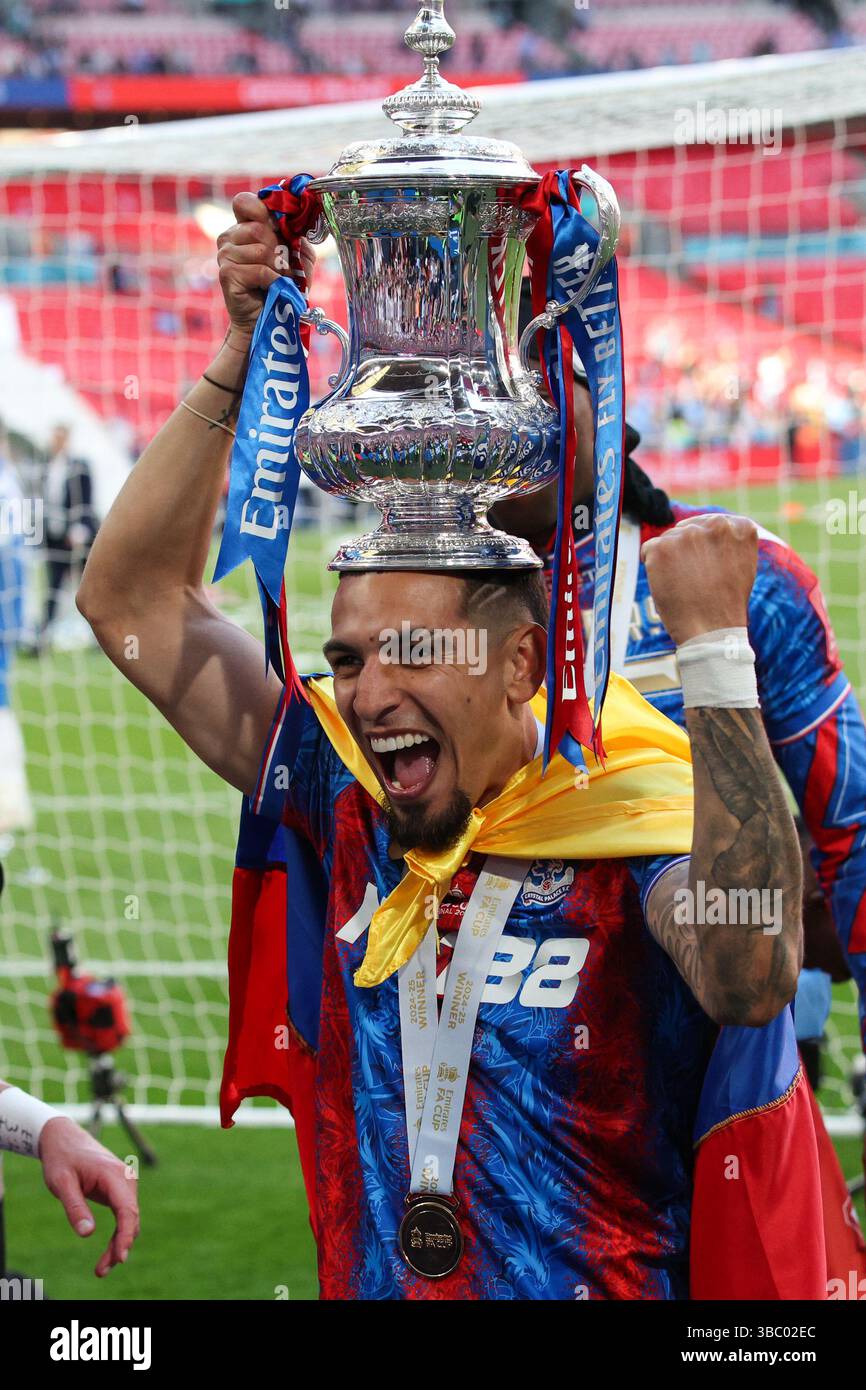 LONDON, UK - 17th May 2025: Daniel Munoz of Crystal Palace celebrates ...