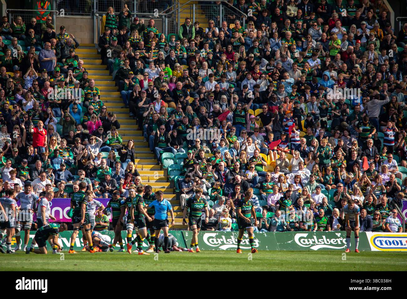 Northampton, UK, 17th May 2025 Northampton Saints players and fans ...
