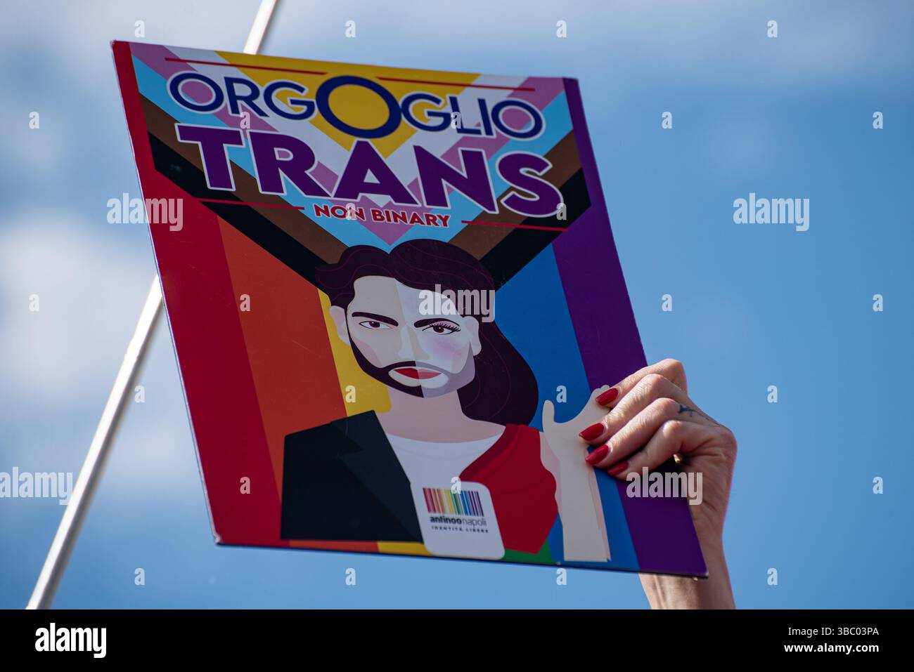 Rome, Italy. 17th May, 2025. A placard about transgender pride is seen ...
