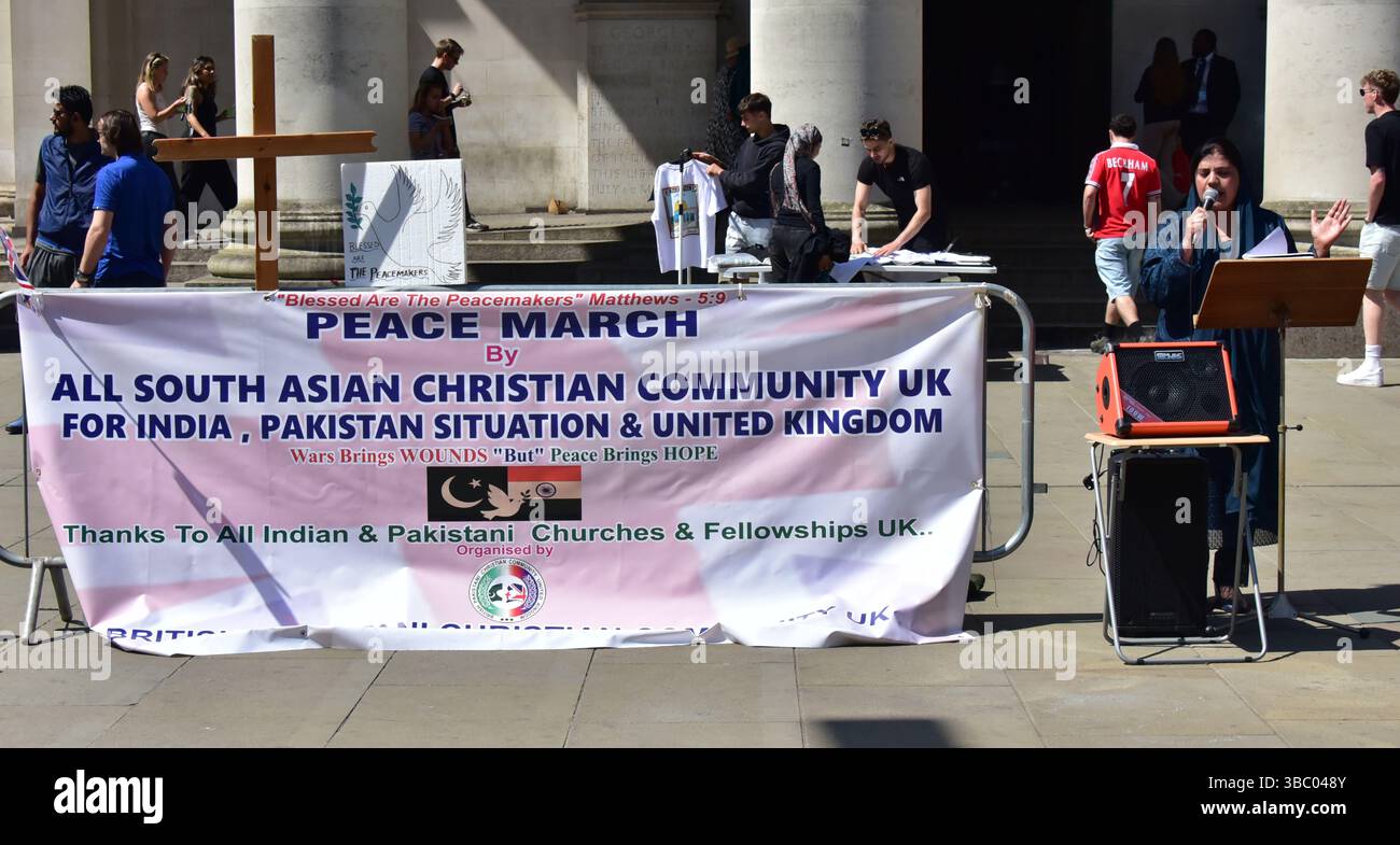 Peace march banner by Christian group re India Pakistan war, central ...