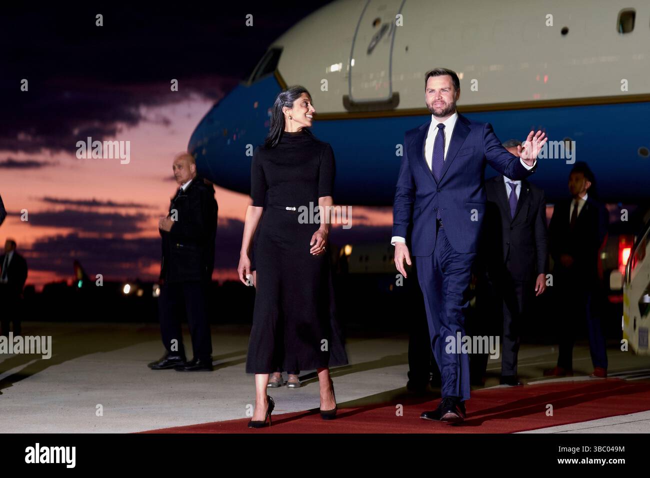 Vice President JD Vance, right, and second lady Usha Vance arrive on ...
