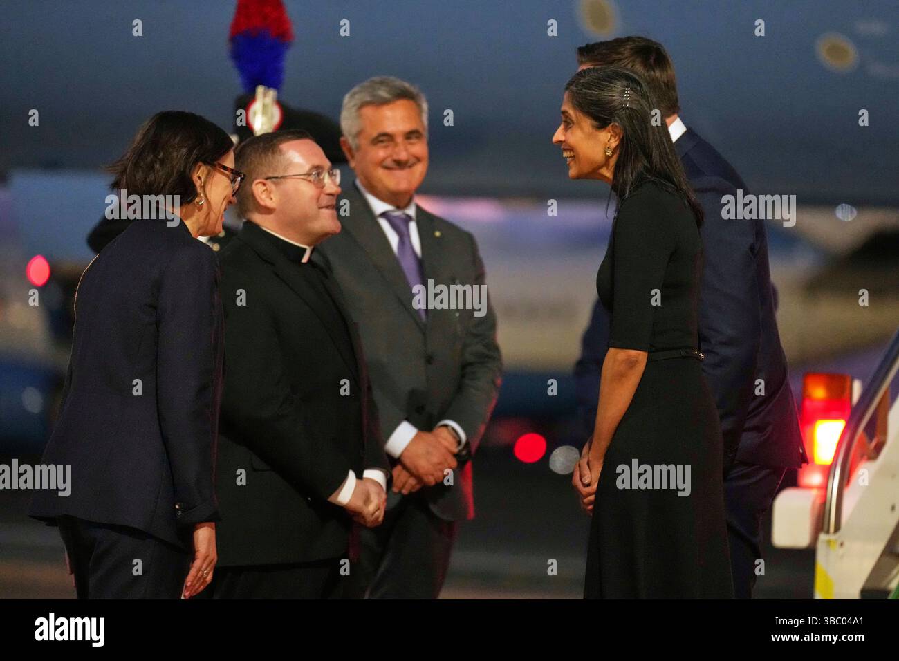 Vice President JD Vance, obstructed, from right, and second lady Usha ...