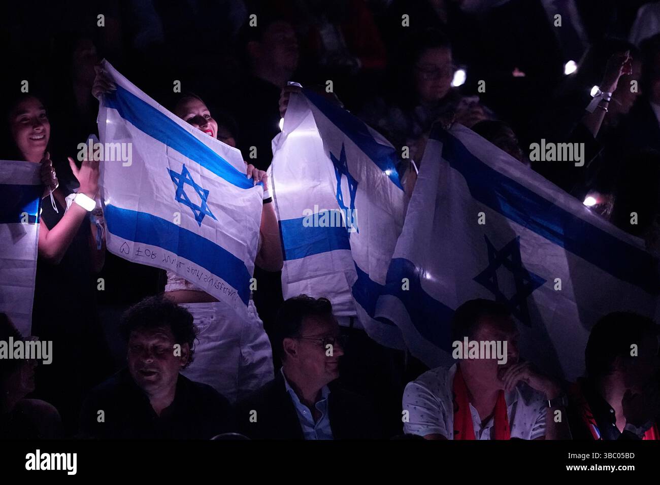 Israeli fans listen to Yuval Raphael from Israel performs the song "New ...
