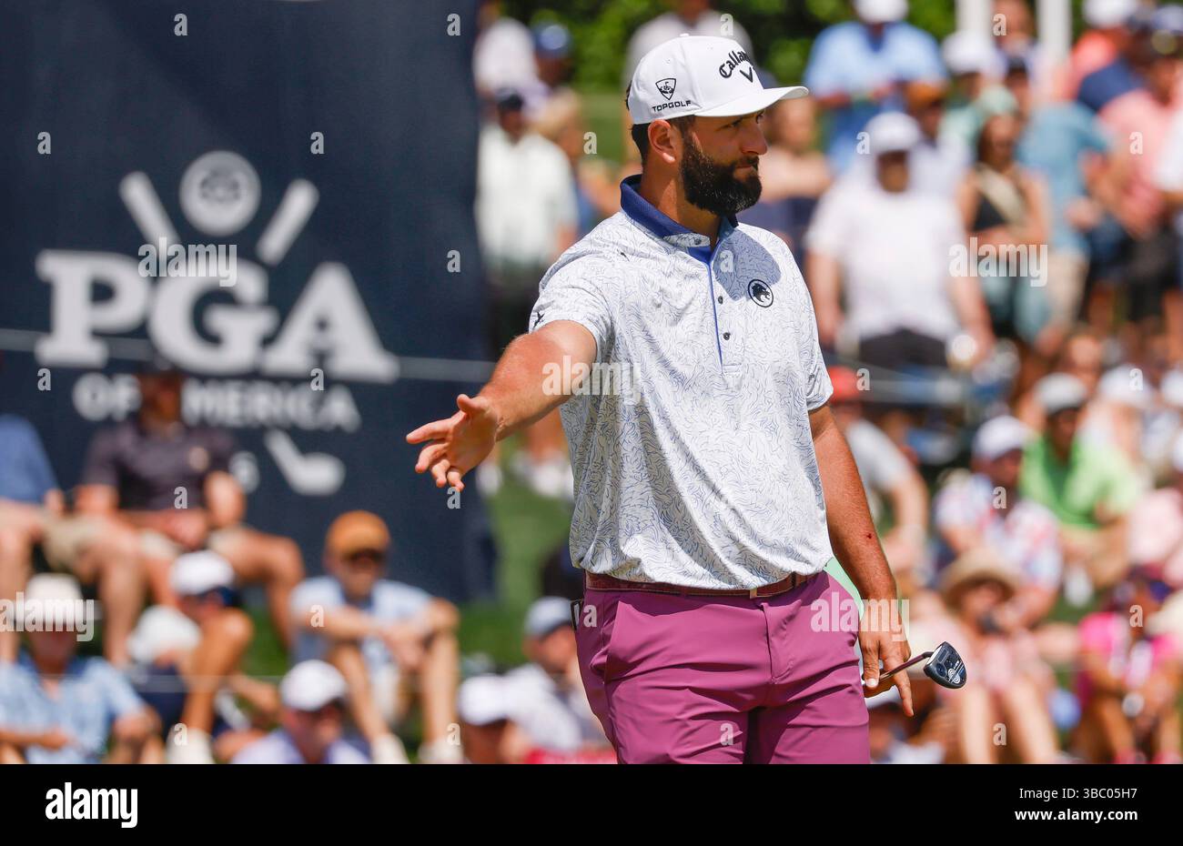 Charlotte, United States. 17th May, 2025. Jon Rahm of Spain prepares to ...