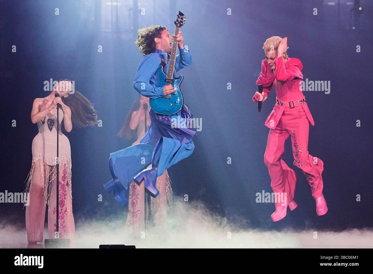 Ziferblat from Ukraine performs the song "Bird of Pray" during the Grand Final of the 69th ...