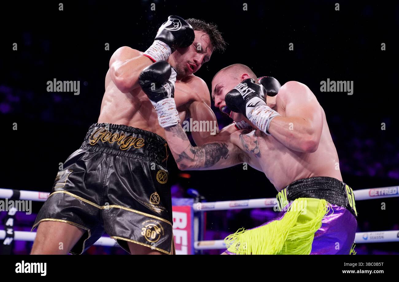 George Liddard and Aaron Sutton during their Middleweight bout at the ...
