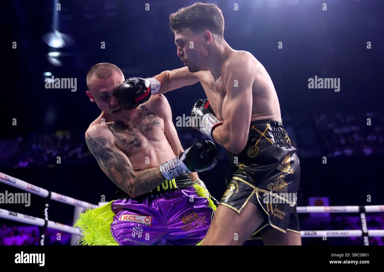 George Liddard and Aaron Sutton during their Middleweight bout at the ...