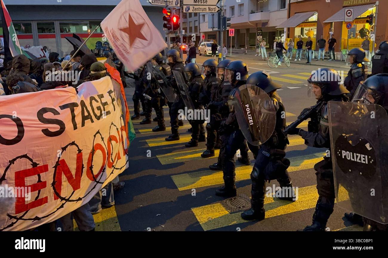 Basel, Switzerland. 17th May, 2025. Police officers block a street ...