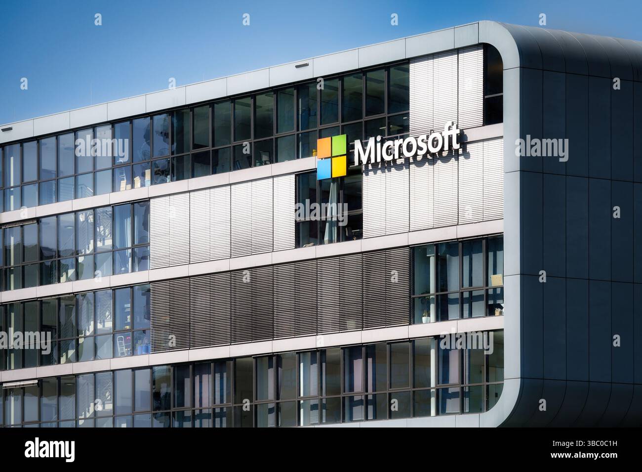 Cologne, Germany May 16 2025: The modern Microsoft building in the Rheinauhafen in Cologne with ...