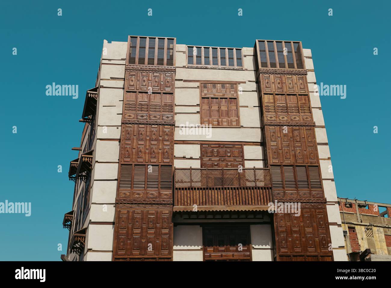Traditional architecture of old Jeddah town El Balad district houses ...