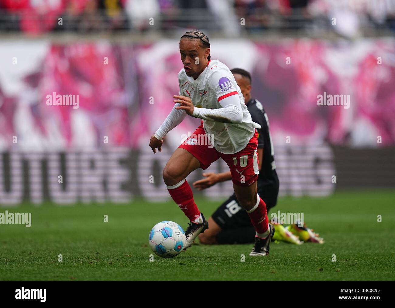 Red Bull Arena, Leipzig, Germany. 17th May, 2025. Xavi Simons of RB Leipzig controls the ball ...