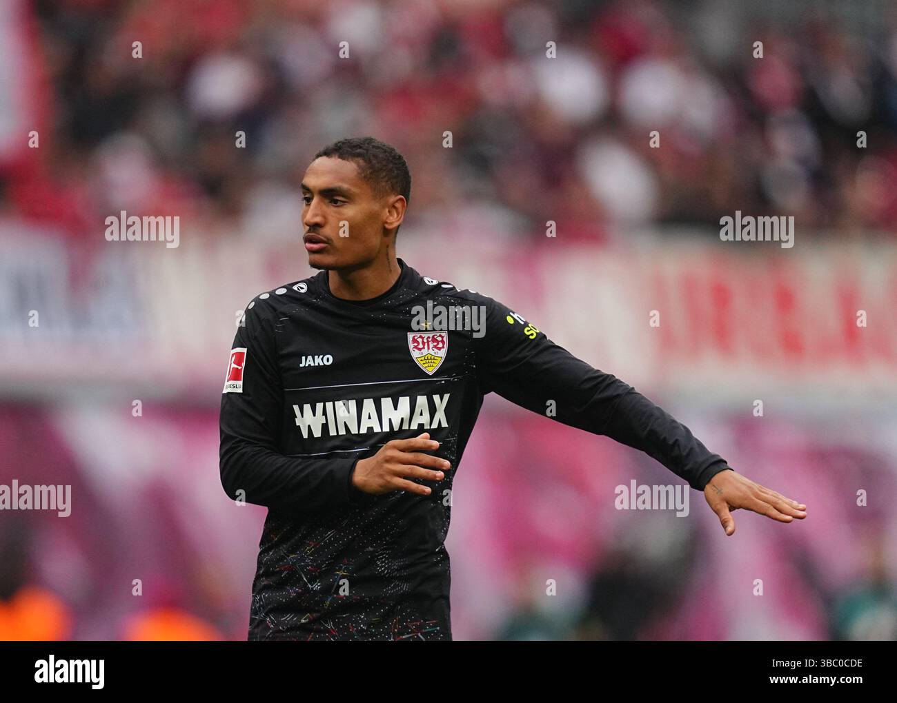 Red Bull Arena, Leipzig, Germany. 17th May, 2025. Enzo Millot of VfB ...
