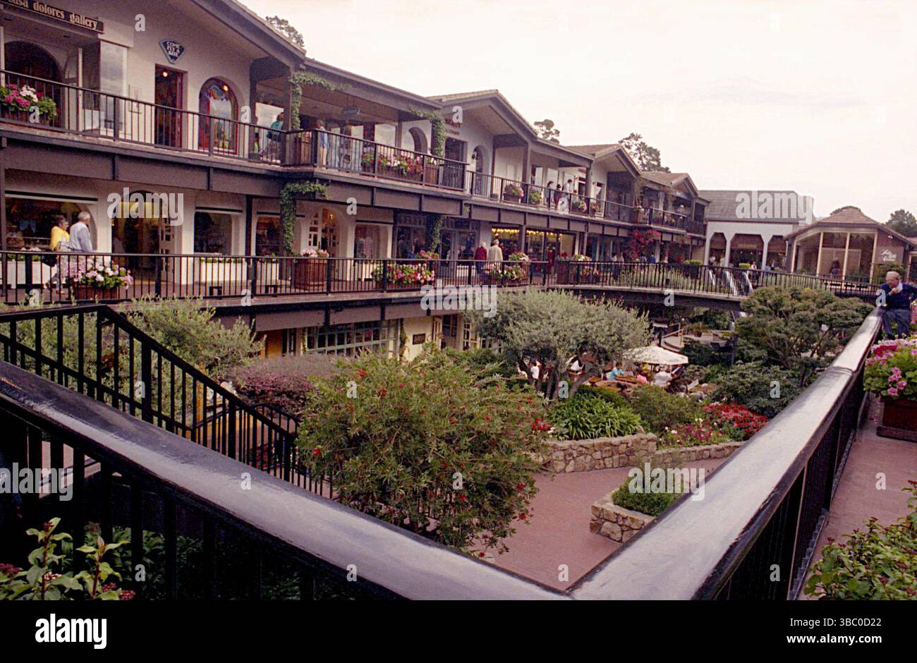 Carmel-by-the-Sea, CA, USA, approx. 1992. View of the Carmel Plaza ...