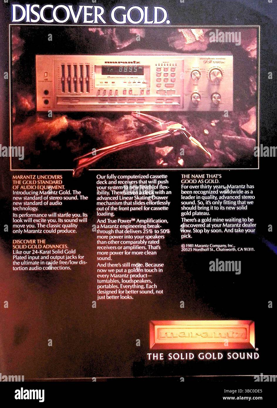 1981 Marantz "Discover Gold" advertisement promoting the brand's high ...