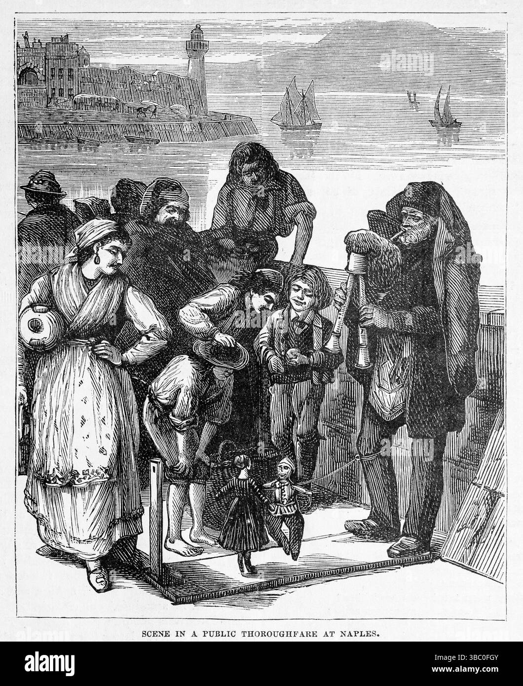 Scene in a public thoroughfare at Naples, Italy (1878). Street ...